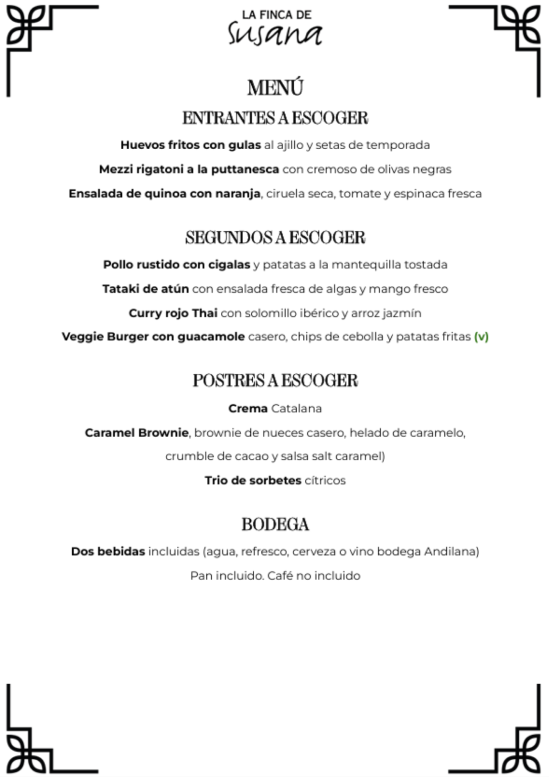 La Finca de Susana Restaurant – Menús de Grupos